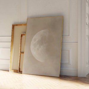 Beige Moon Wall Art Prints, Set of 3 Prints, Living Room Decor, Moon ...