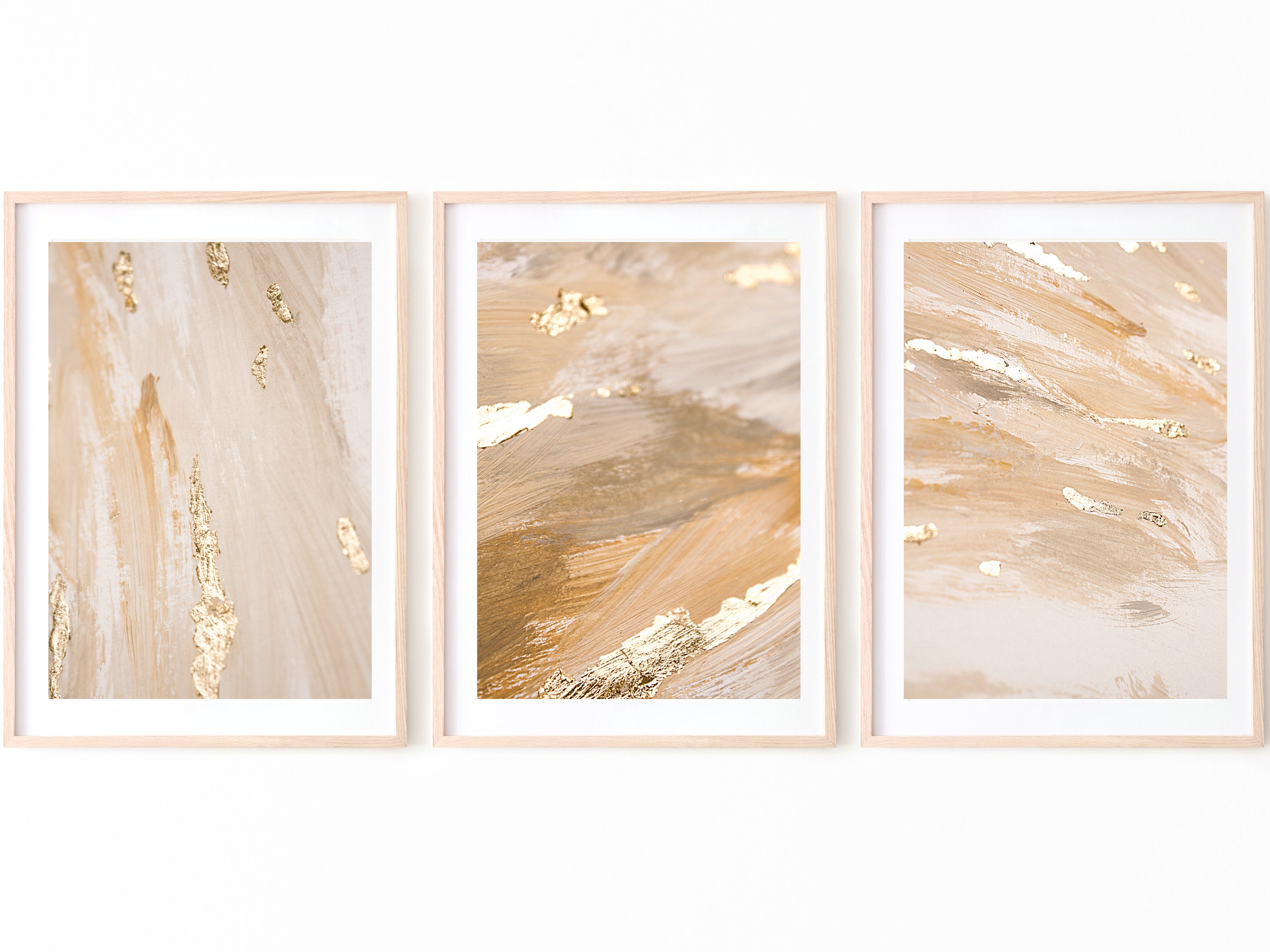 Neutral and Gold Prints Set of 3 DIGITAL DOWNLOAD Abstract Art - Etsy