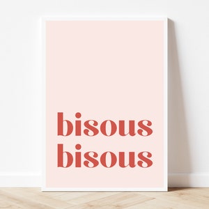 Bisous Bisous Kiss Art Print · Pink Wall Art · Red Wall Art · Pop Art ...
