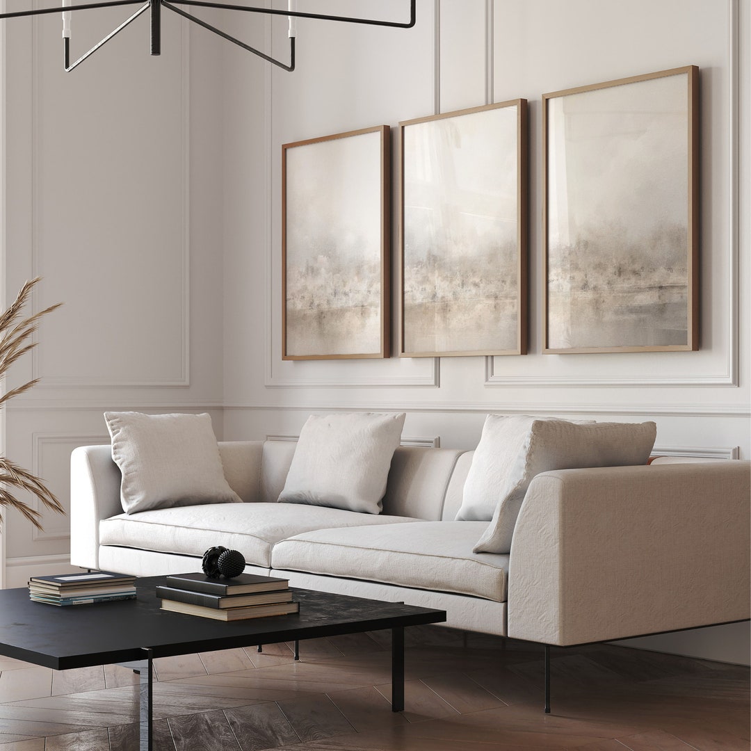 Neutral Landscape Wall Art, Greige Triptych Wall Art, Set of 3 Prints ...