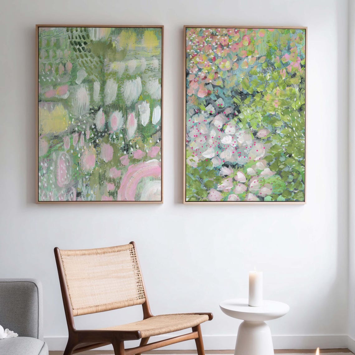 Flower Canvas Wall Art, Set of 2 Framed Art, Vibrant Le Jardin Art ...