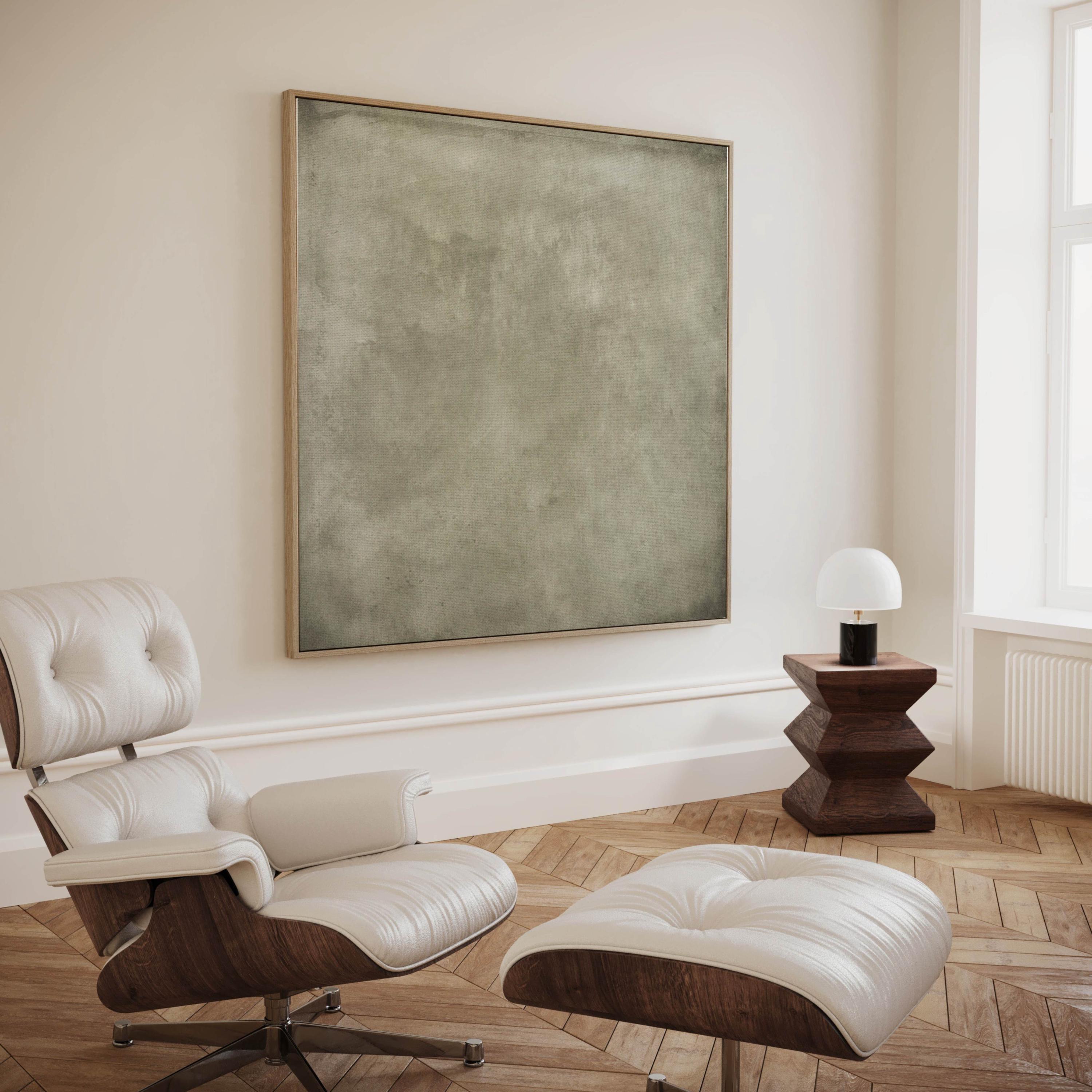 Minimalist Sage Green Canvas Wall Art, Wabi Sabi Square Print, Abstract ...