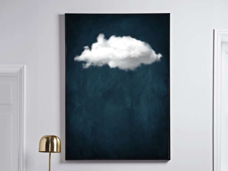 Cloud Wall Art Blue Wall Art Abstract Art Print | Etsy