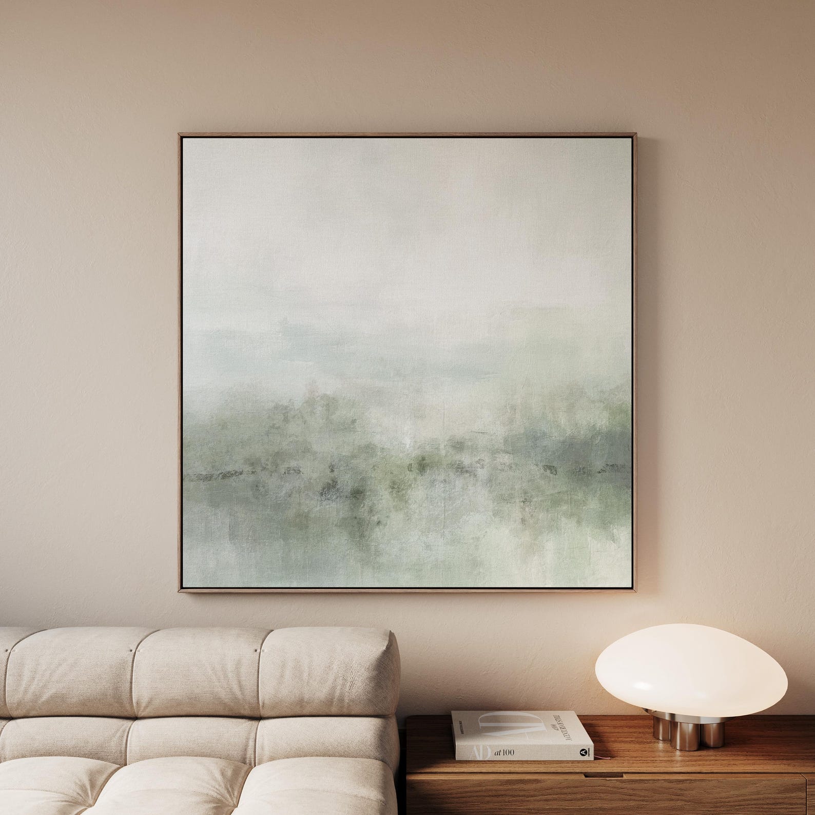 Sage Green Canvas Wall Art, Statement Square Print, Abstract Painting ...