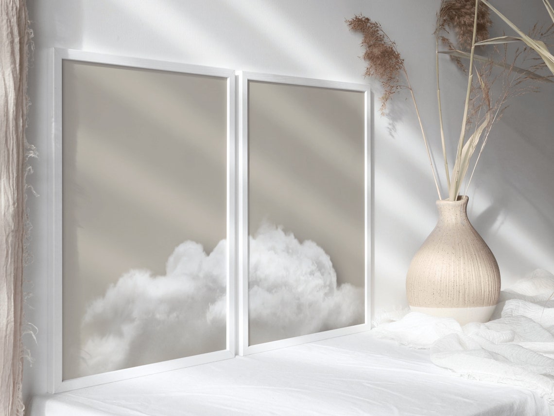 Beige Cloud Set of 2 Prints · Beige Wall Art, Abstract Art, Minimalist ...