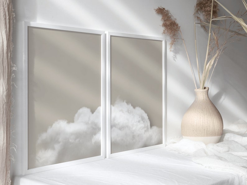 Beige Cloud Set of 2 Prints · Beige Wall Art, Abstract Art, Minimalist ...