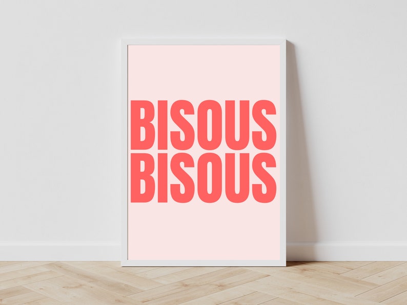 Bisous Bisous Kiss Art Print Bright Wall Art Pink & Red - Etsy UK
