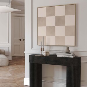 Beige Square Checkered Wall Art, Canvas Print, Abstract Art, Minimalist ...