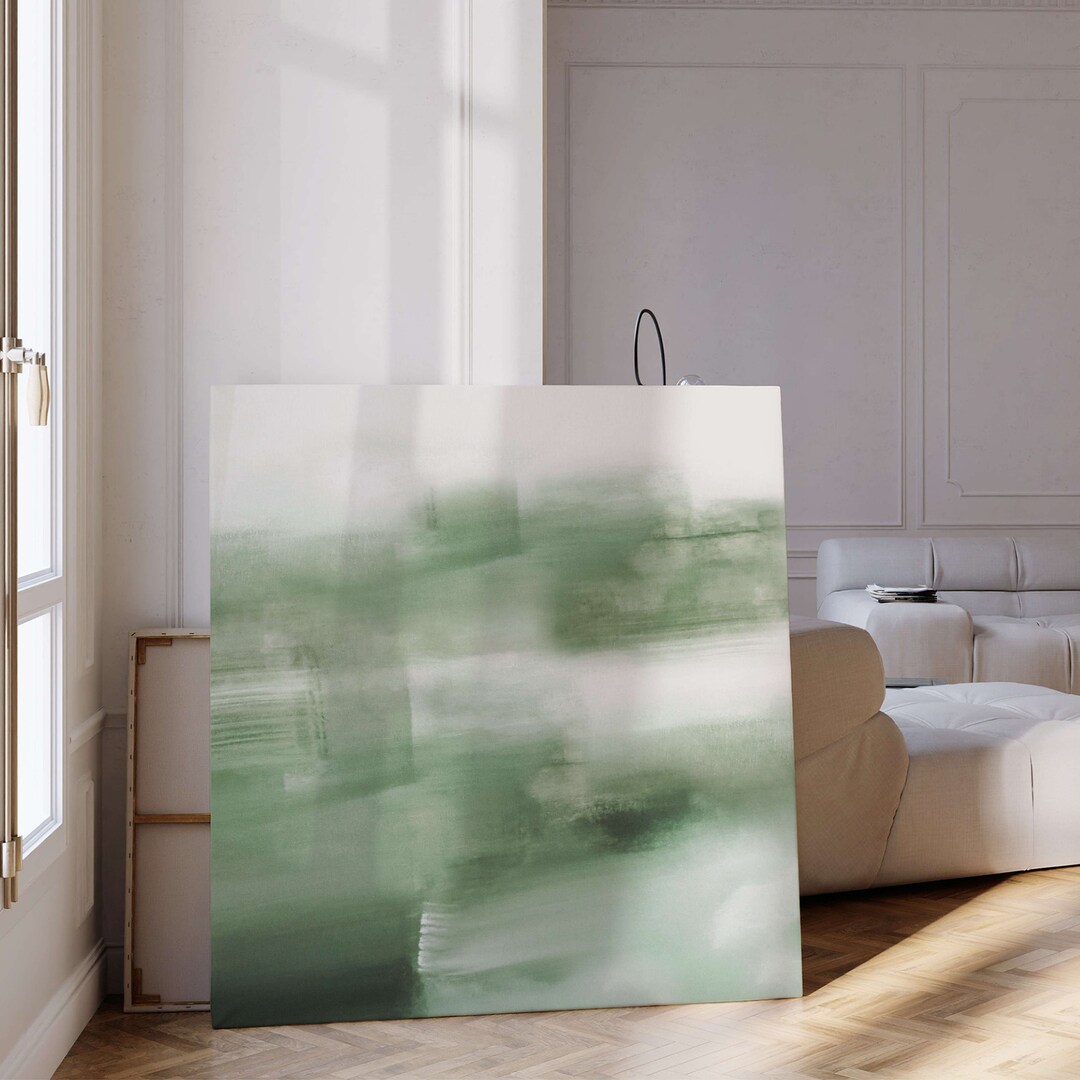 Green Abstract Canvas Wall Art, Square Print, Abstract Art, Minimalist ...