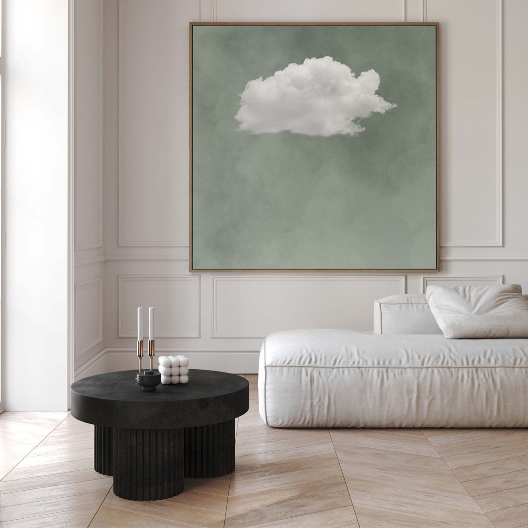Sage Green Cloud Wall Art, Square Canvas Print, Abstract Art Print ...