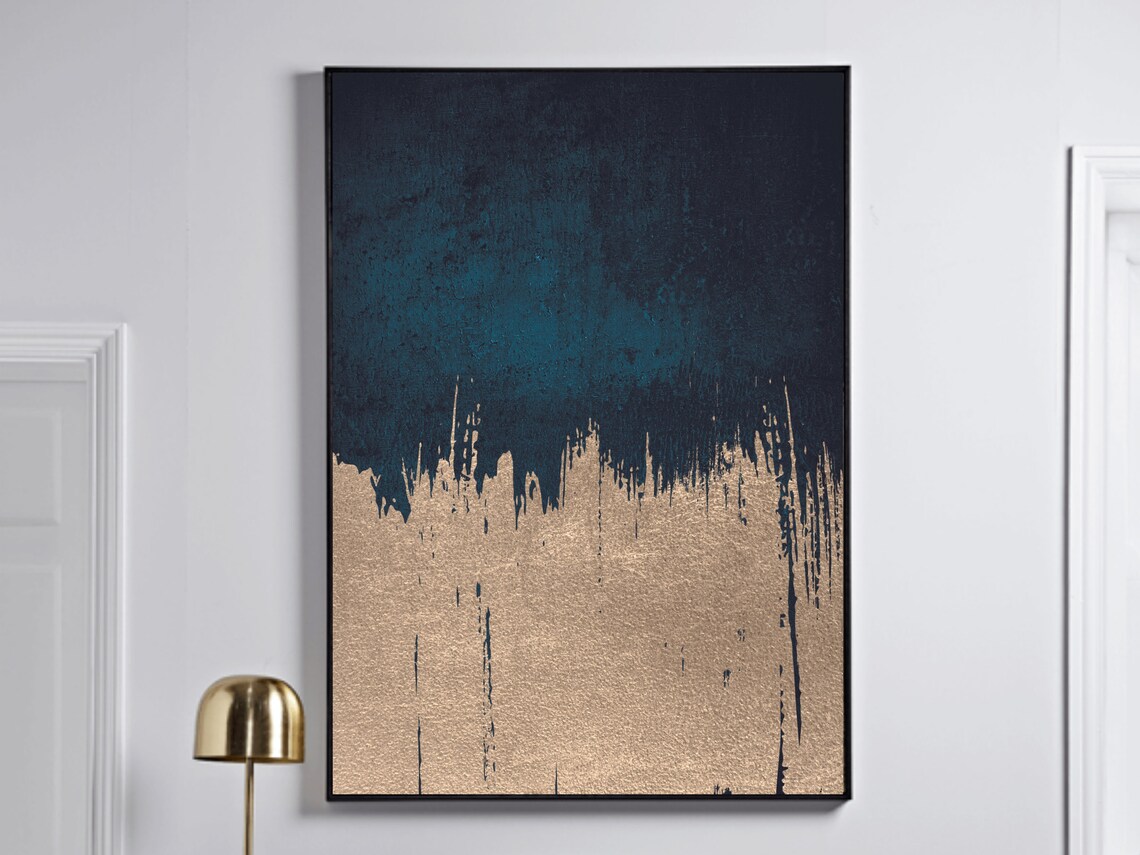 Navy and Gold Wall Art Gold Foil Print Effect DIGITAL - Etsy