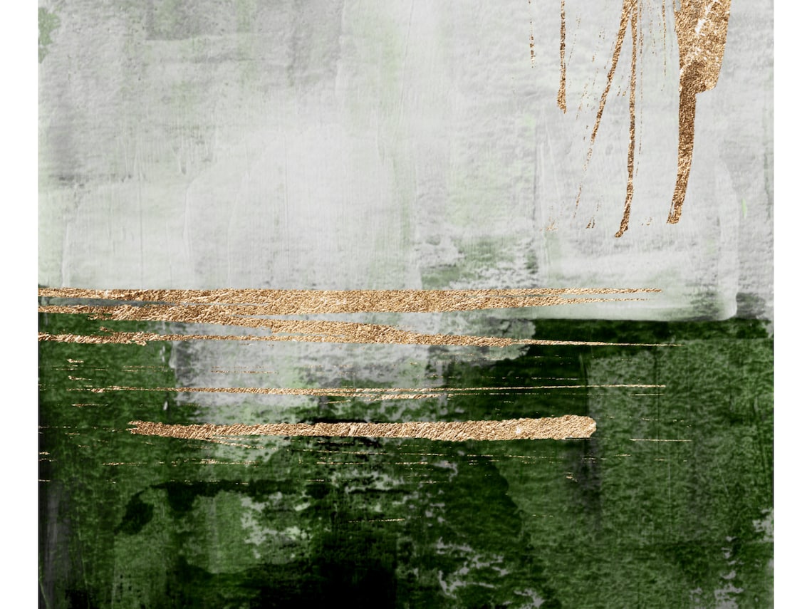 Green and Gold Abstract Art Prints Set of 2 Prints Emerald - Etsy