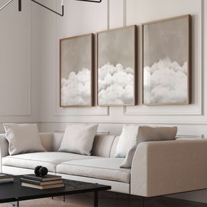 Bedroom Wall Art Over the Bed, Cloud Art, Set of 3 Prints, Above Bed ...