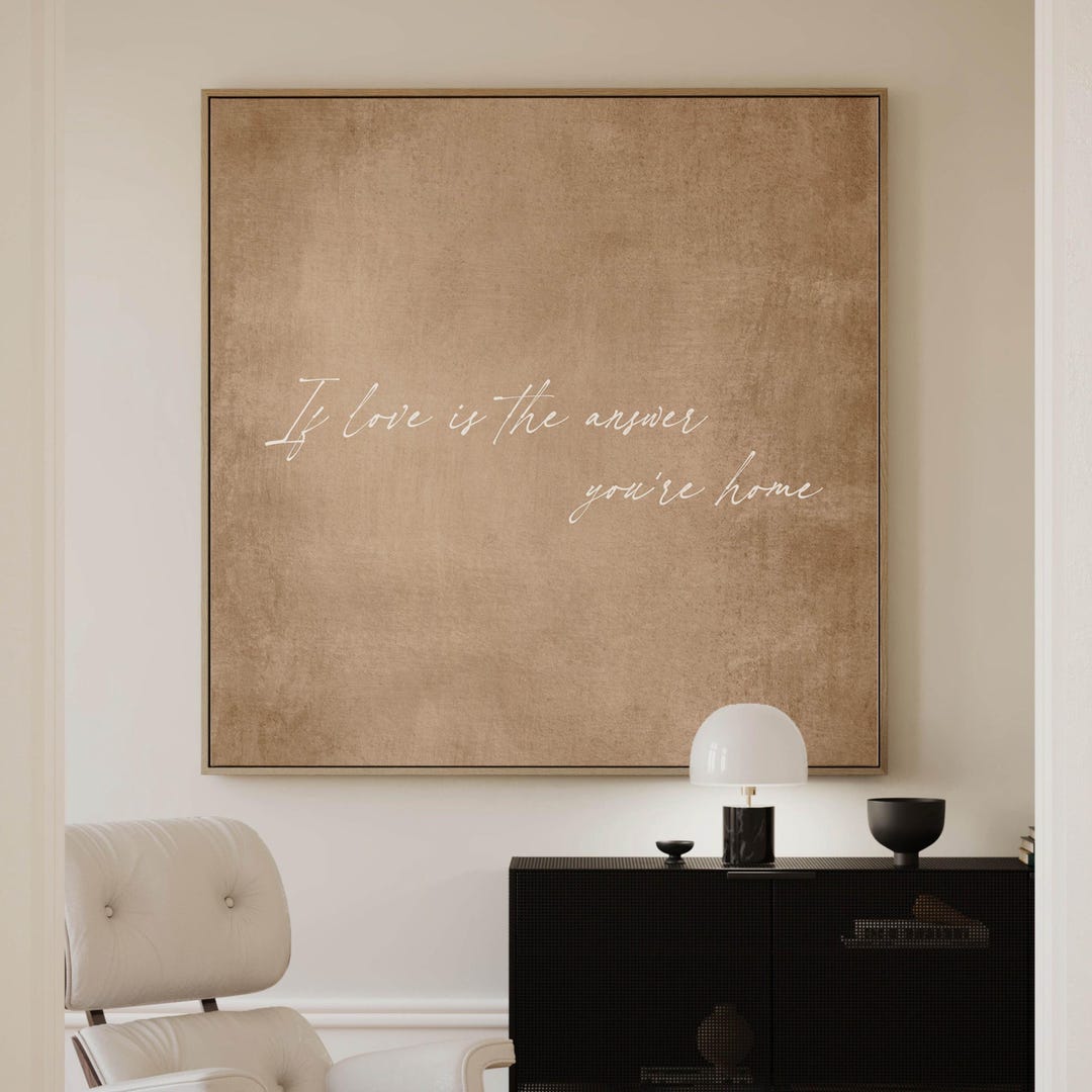If Love is the Answer You're Home Canvas Wall Art, Minimalist Square ...