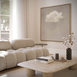 Square Cloud Wall Art, Canvas Print, Beige Abstract Art Print ...