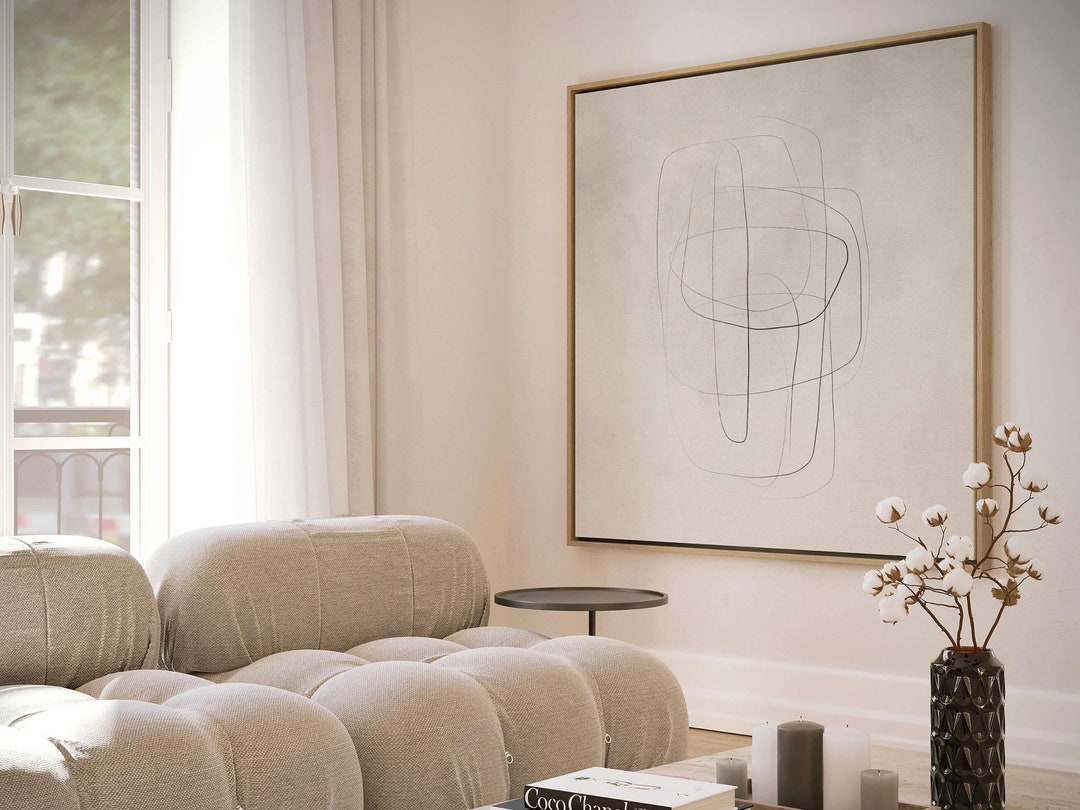 Neutral Minimalist Wall Art, Canvas Print, Line Art, Framed Wall Art ...
