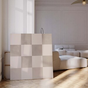 Beige Square Checkered Wall Art, Canvas Print, Abstract Art, Minimalist ...