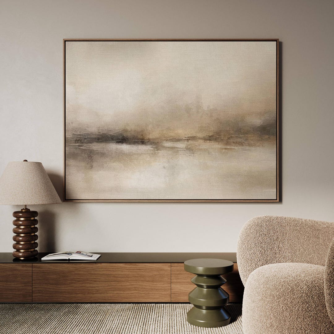 Vintage Landscape Canvas Wall Art, Brown Decor, Soft Horizontal Framed ...