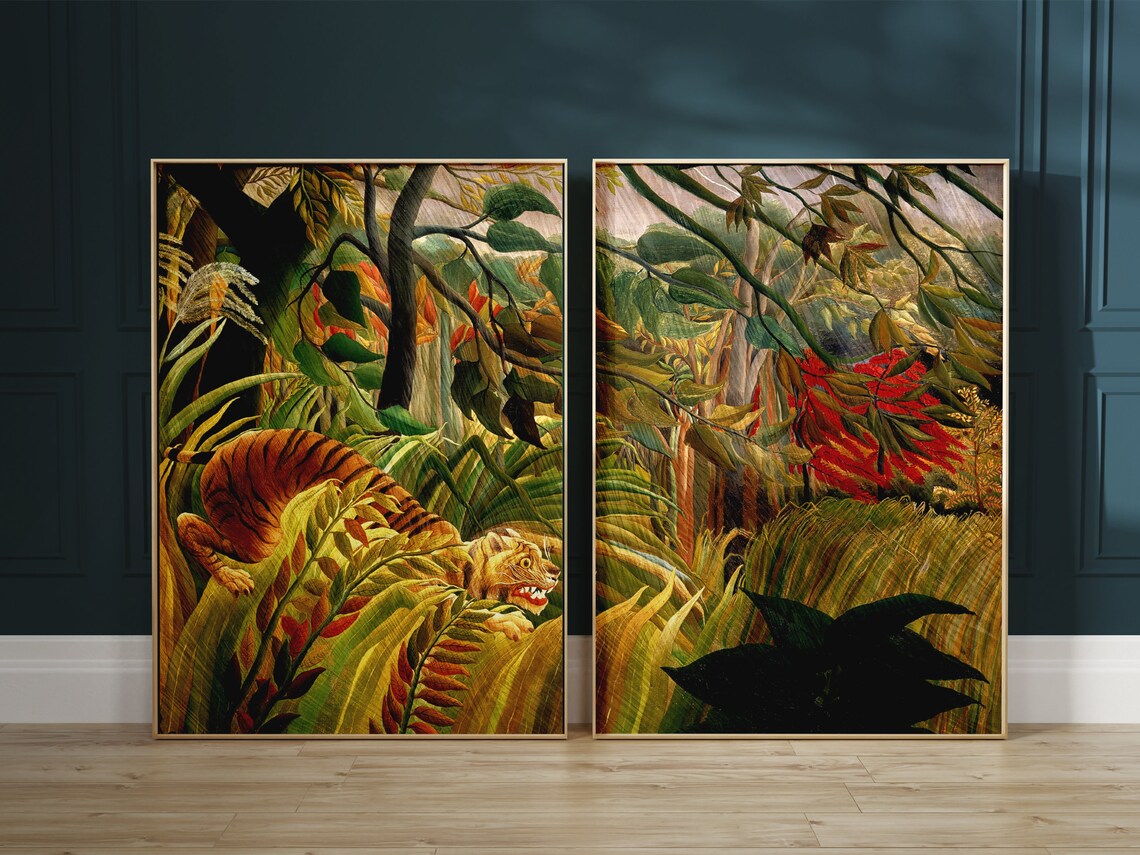 Henri Rousseau Botanical Set of 2 Prints · Tiger in a Tropical Storm ...