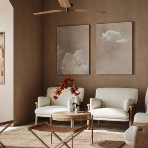 Beige Clouds Canvas Wall Art, Set of 2 Floating Frame, Extra Large ...