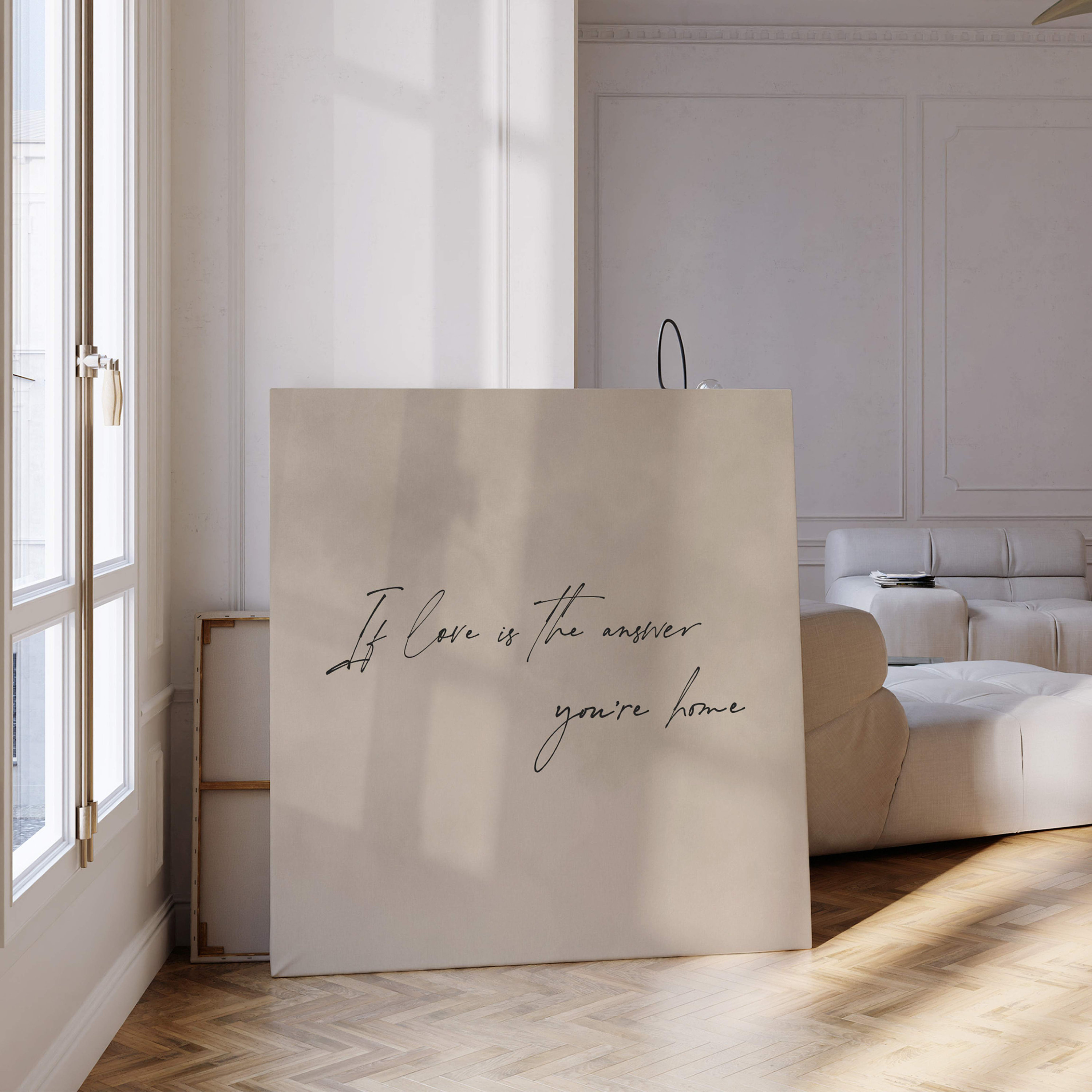 Neutral Minimalist Canvas Wall Art, If Love is the Answer You're Home ...