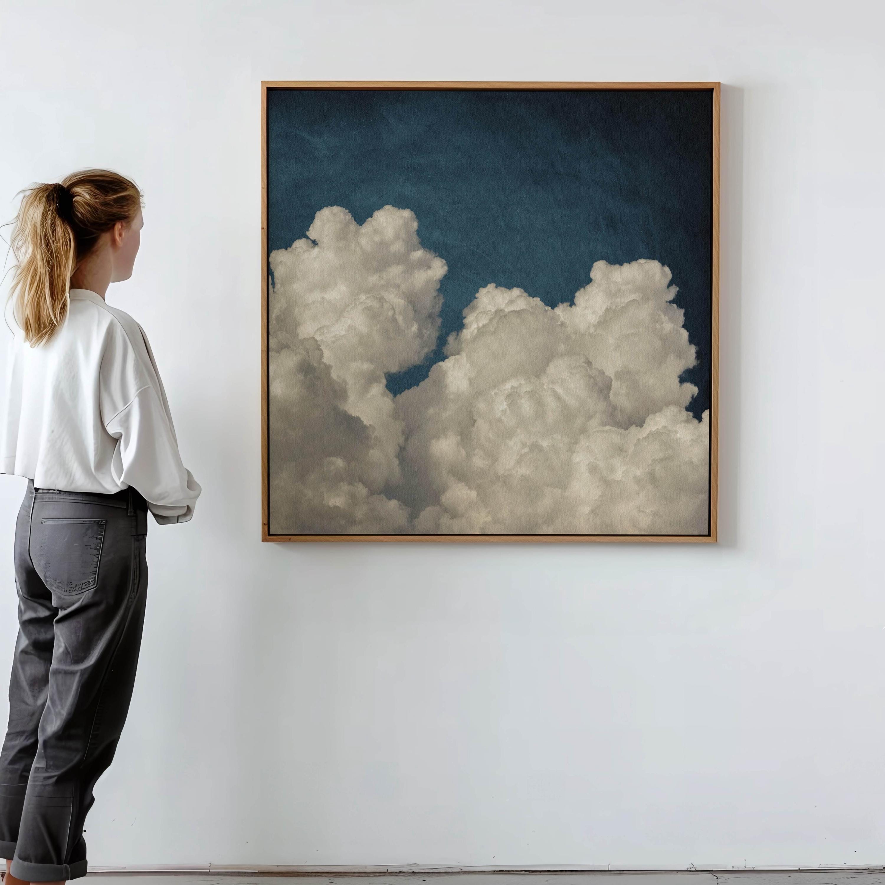 Vintage Blue Cloud Canvas Wall Art, Square Print, Sky, Original Giclée ...