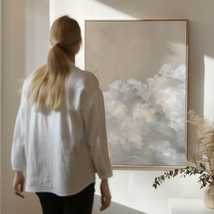 Beige Clouds Canvas Wall Art, Set of 2 Floating Frame, Extra Large ...