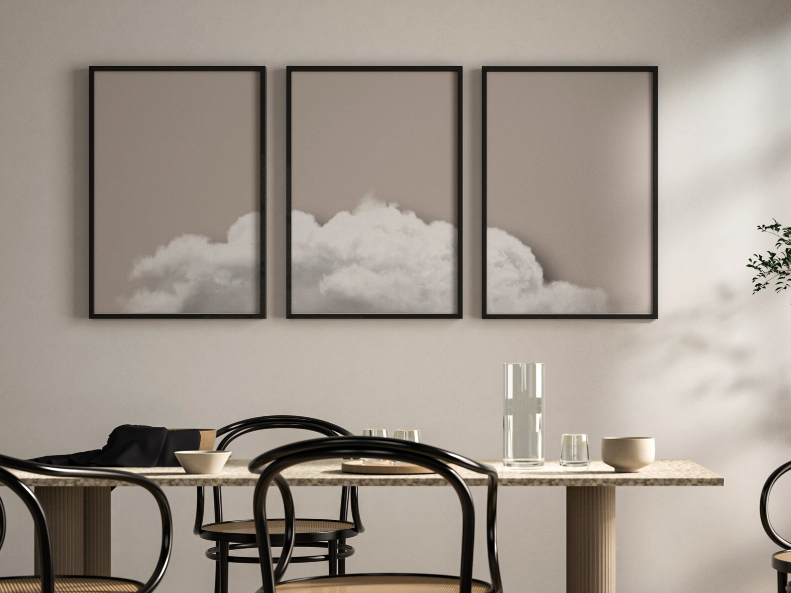 Set of 3 Beige Cloud Prints · Beige Aesthetic Decor, Above Bed Decor ...