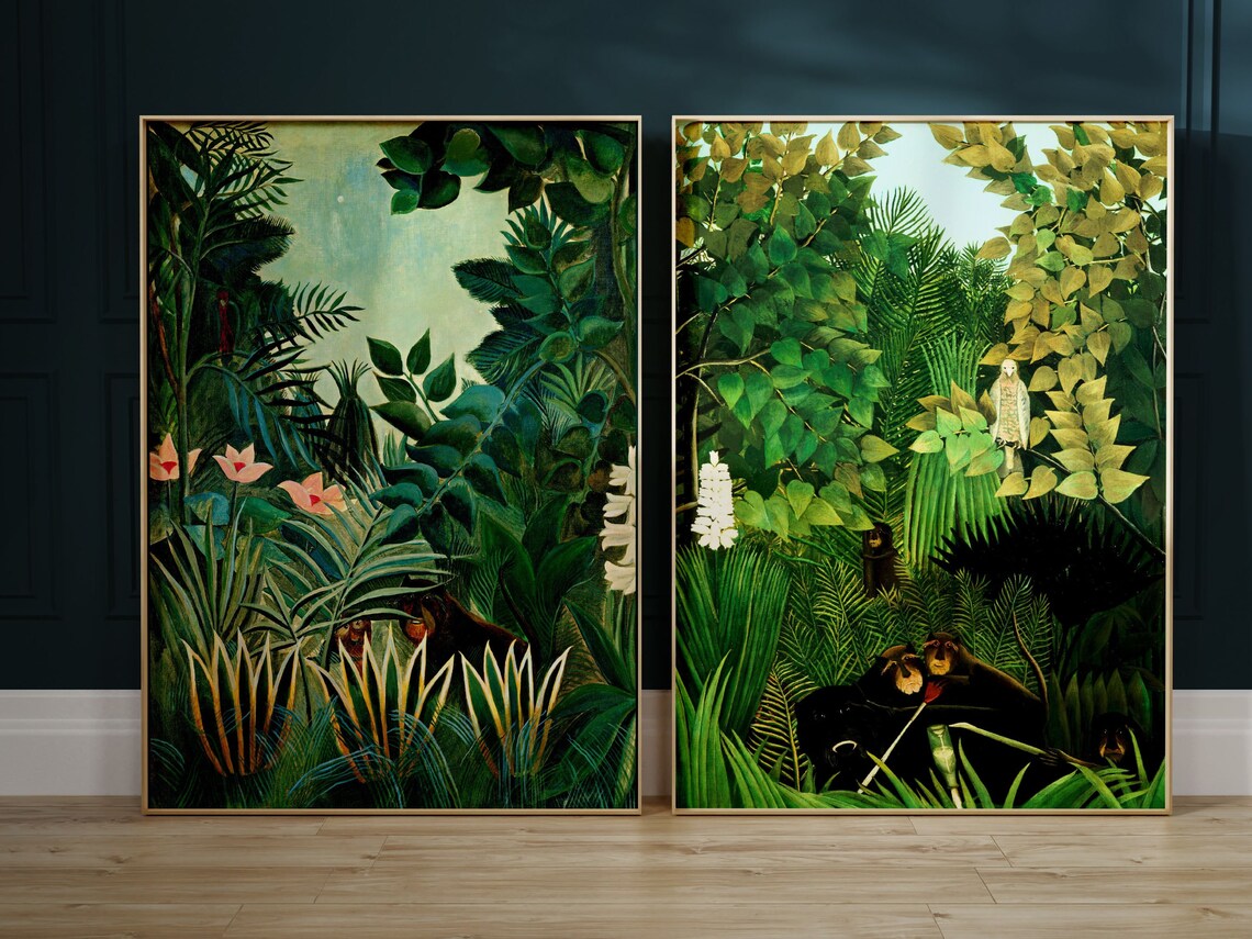Henri Rousseau Prints, the Equatorial Jungle, Merry Jesters, Set of 2 ...