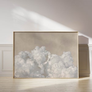 Horizontal Beige Cloud Wall Art Print, Neutral Wall Art, Minimalist ...