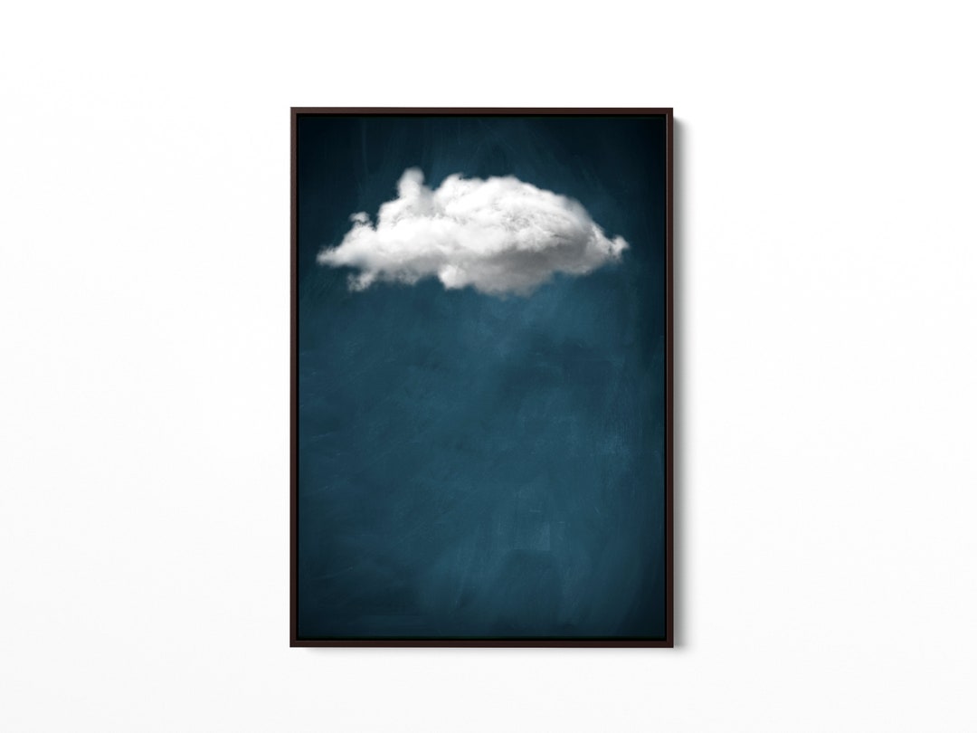 Navy Blue Cloud Wall Art Framed Canvas Art Print Giclee - Etsy
