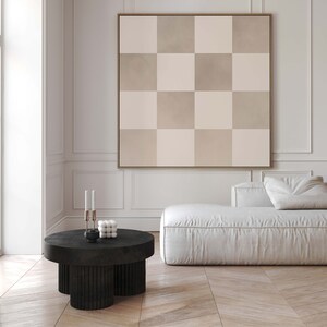 Beige Square Checkered Wall Art, Canvas Print, Abstract Art, Minimalist ...