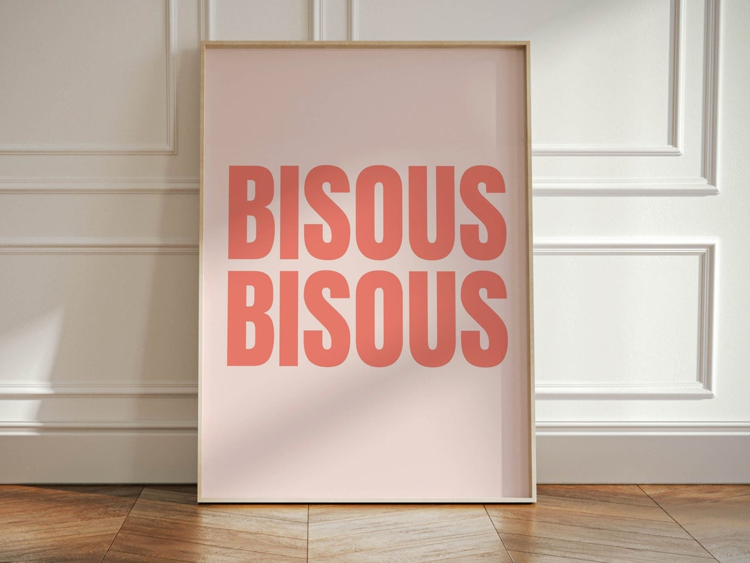Bisous Bisous Kiss Art Print · Bright Wall Art, Pink & Red Wall Art ...