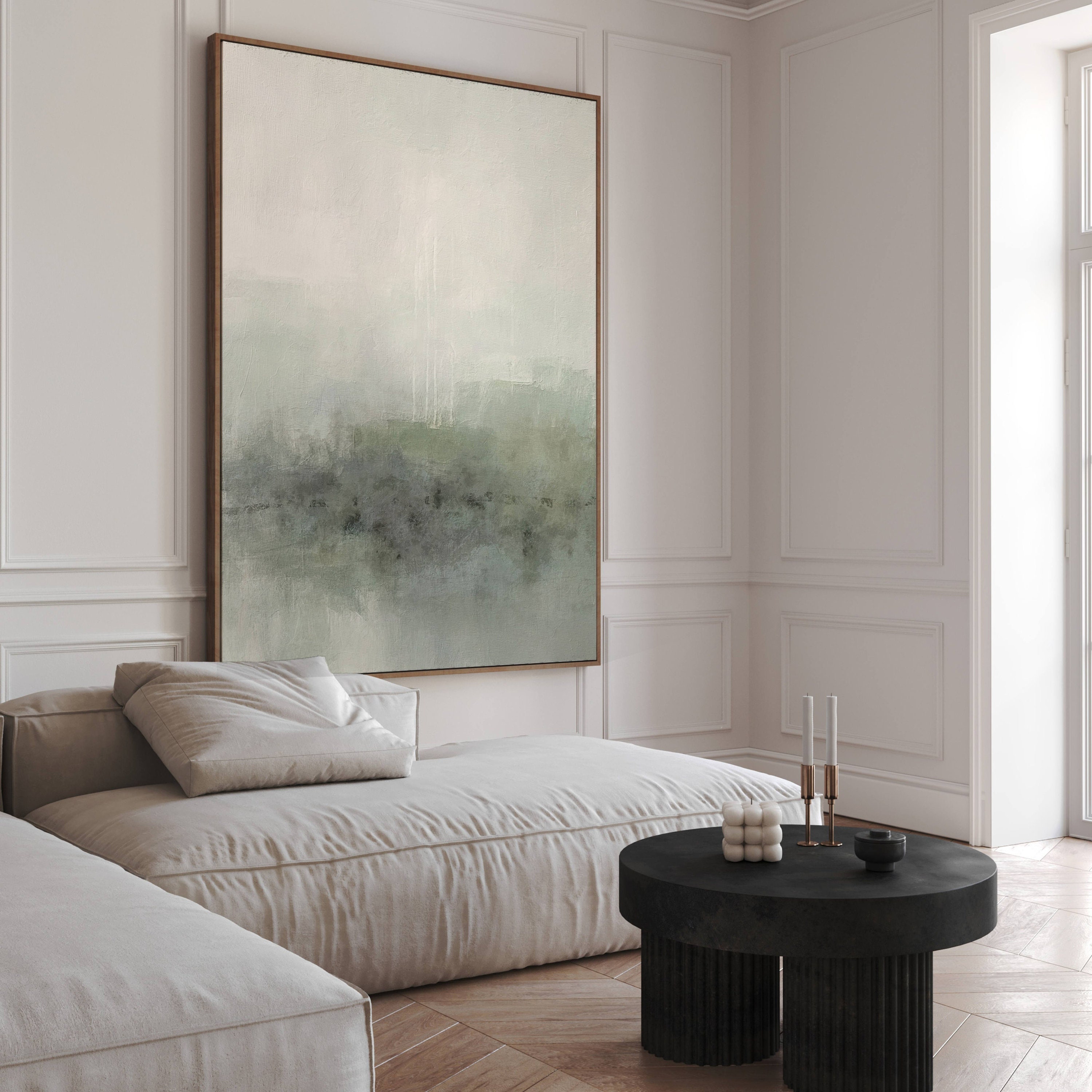 Sage Green Canvas Wall Art, Set of 2, Floating Framed Art Print ...