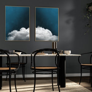 Navy Blue Cloud Set of 2 Prints · Dark Blue Decor, Abstract Art ...