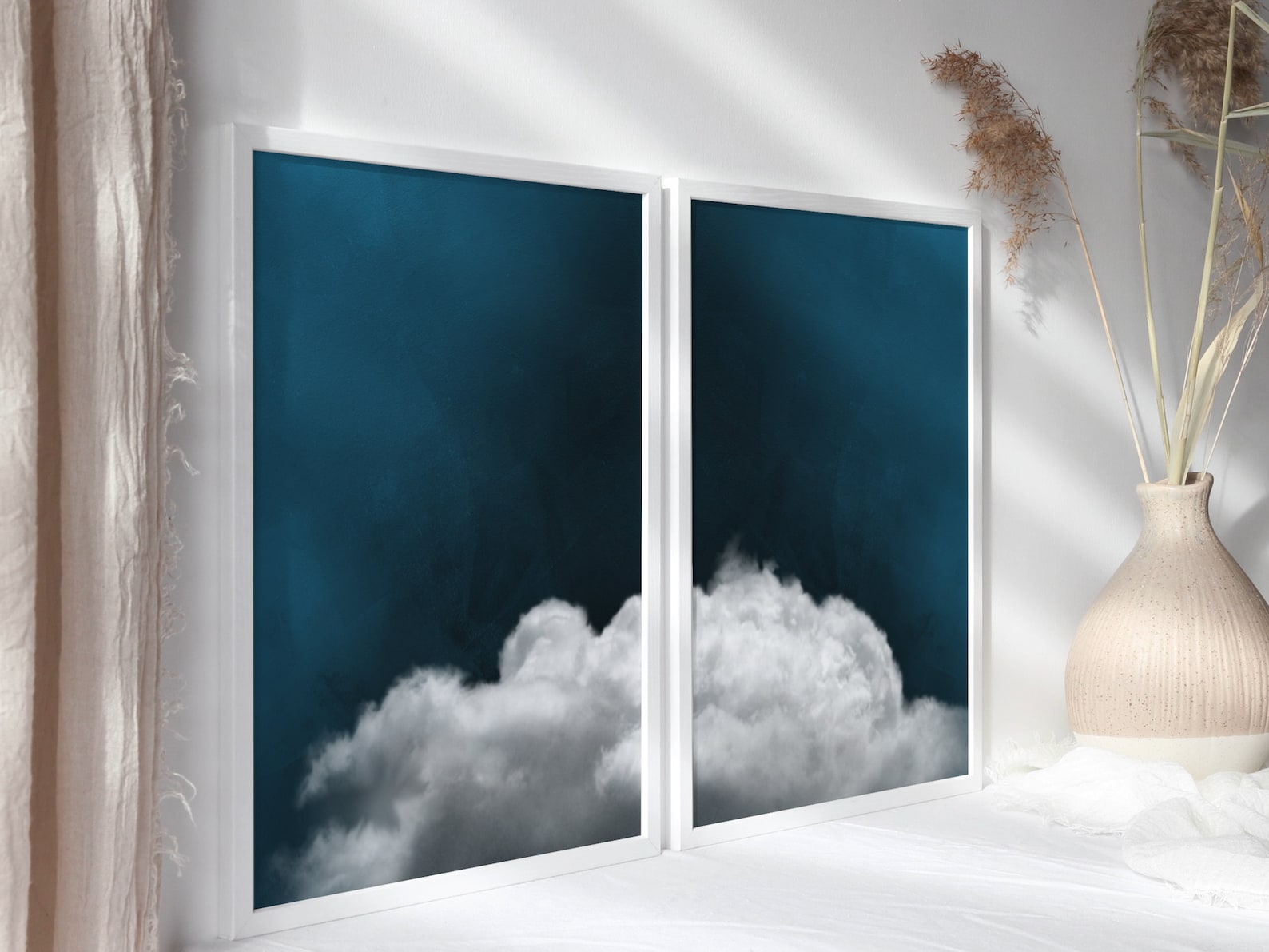 Navy Blue Cloud Set of 2 Prints · Dark Blue Decor, Abstract Art ...