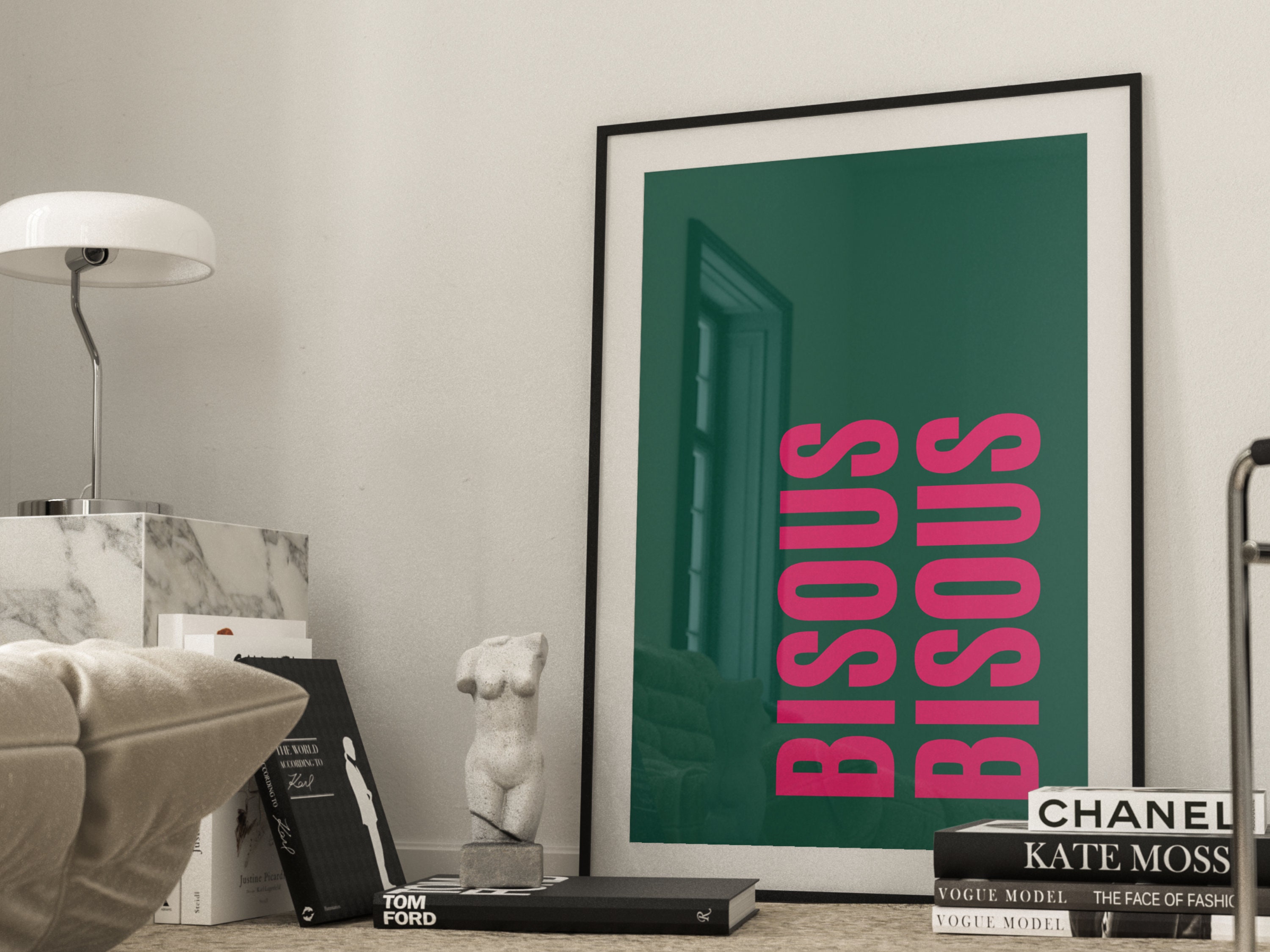 Bisous Bisous French Kiss Art Print · French Kisses · Emerald Green ...
