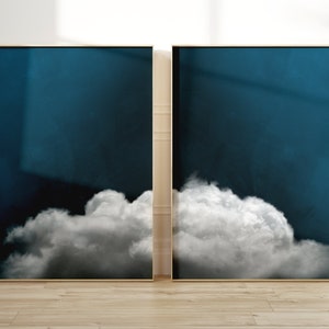 Navy Blue Cloud Set of 2 Prints · Dark Blue Decor, Abstract Art ...
