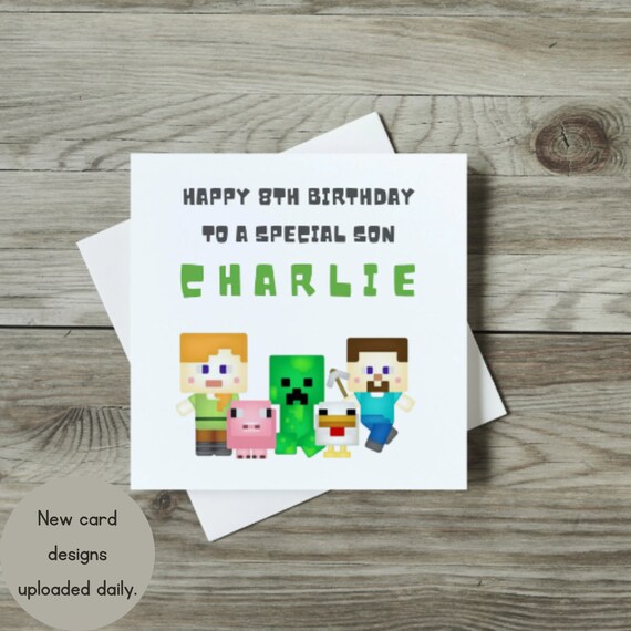Birthday Card Minecraft Birthday Boy Steve Creeper - Etsy UK