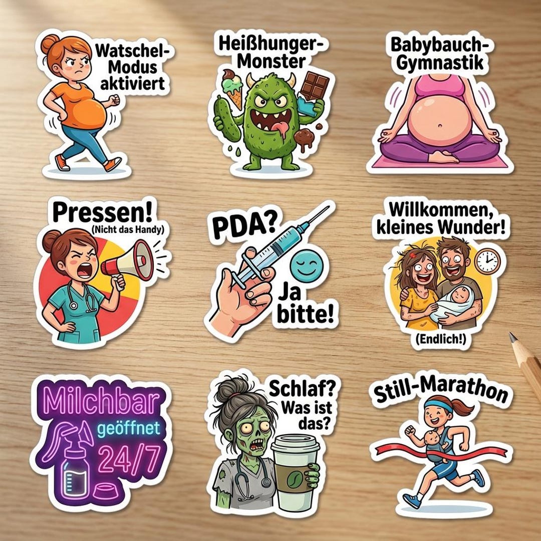 9-piece Sticker Set: Midwife & Pregnancy | Fun Gift for Midwifery ...