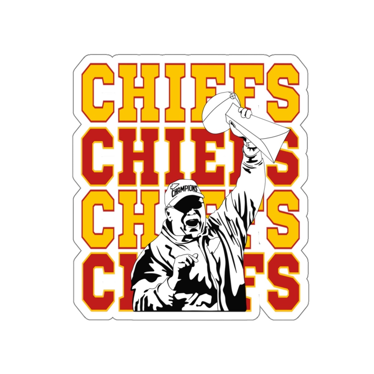 Die-cut Sticker Chiefs Andy Reid Trophy Celebration Kansas City ...