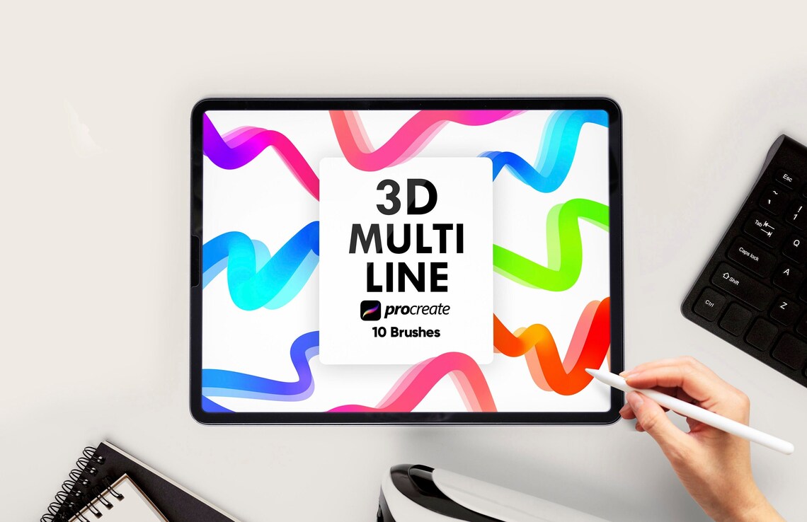 Procreate Lettering Brush Bundle, 3d Multiline Realistic Lettering ...