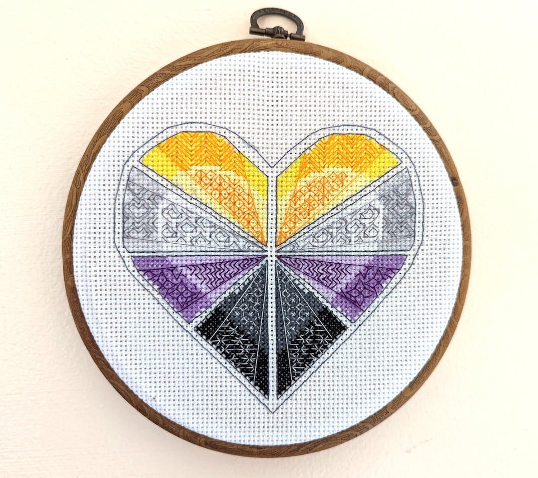 Nonbinary Cross Stitch Pattern | Enby Cross Stitch | Nonbinary Pride | LGBTQ Pride Cross Stitch ...