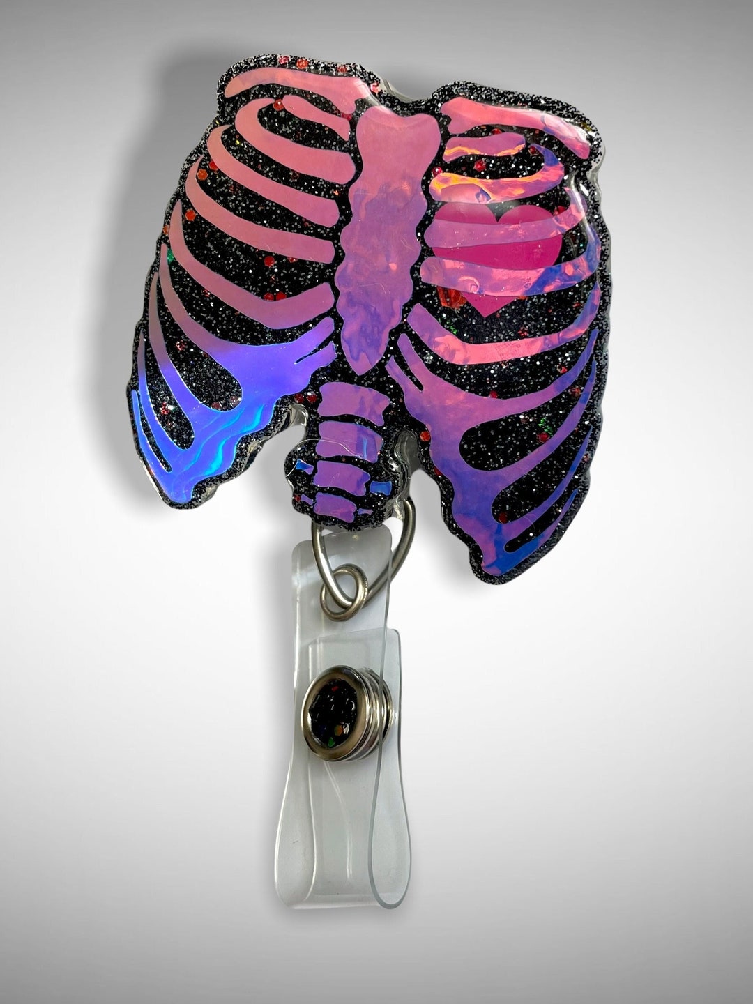 Rib Cage and Heart With Holographic Vinyl 2 Inch Badge Reel - Etsy