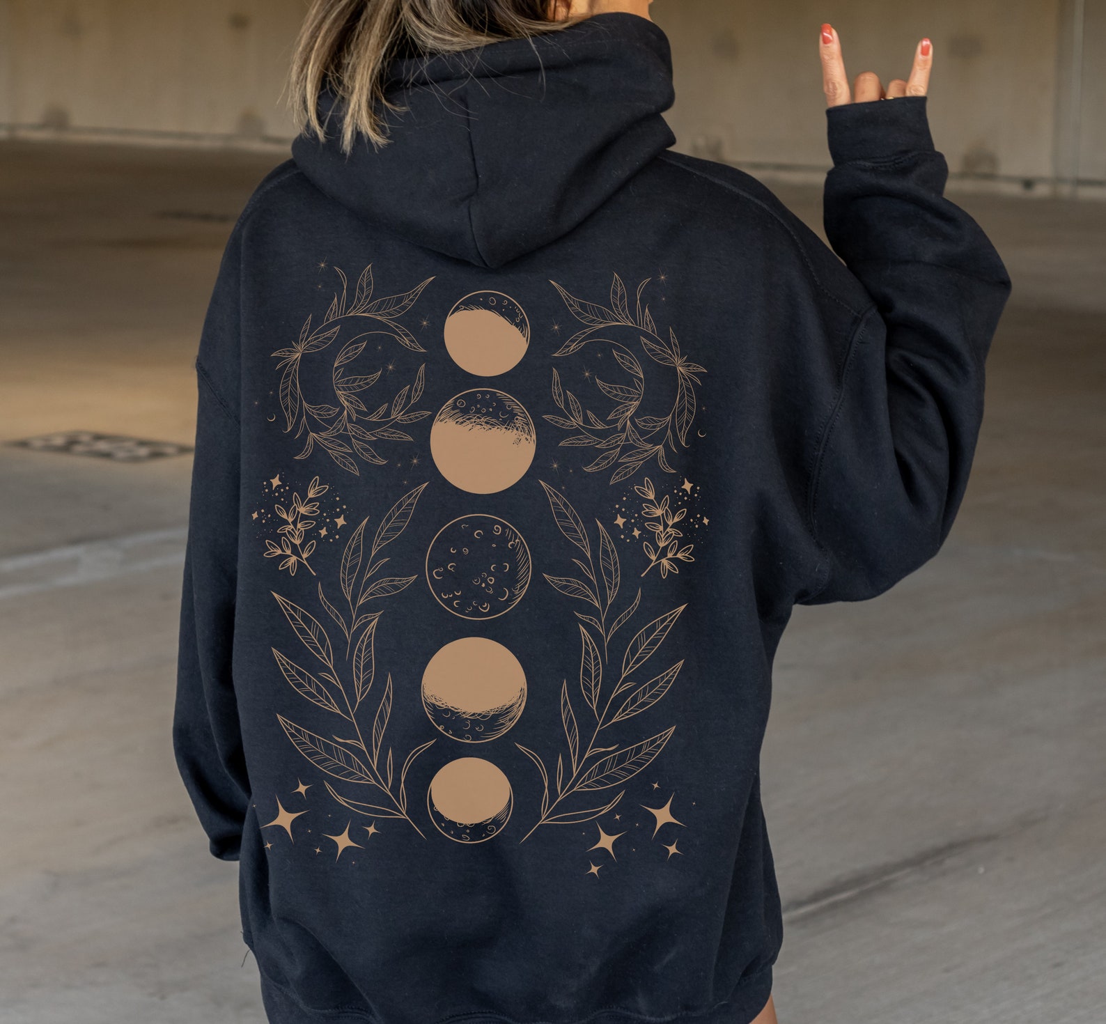 Moon Hoodie With Design on the Back of Hoodie Celestial - Etsy
