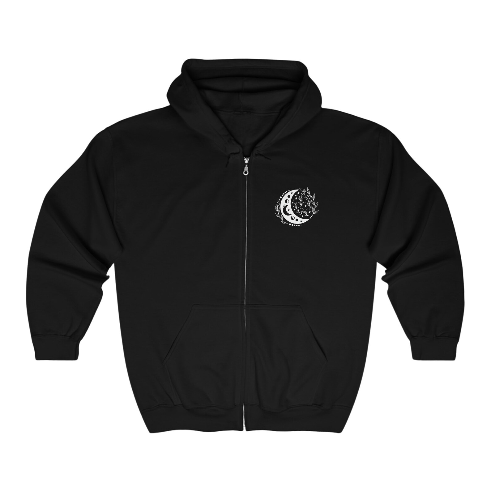 Full Zip up Hoodie Moon Phase Hoodie, Whimsigoth Hoodie, Witchy Hoodie ...