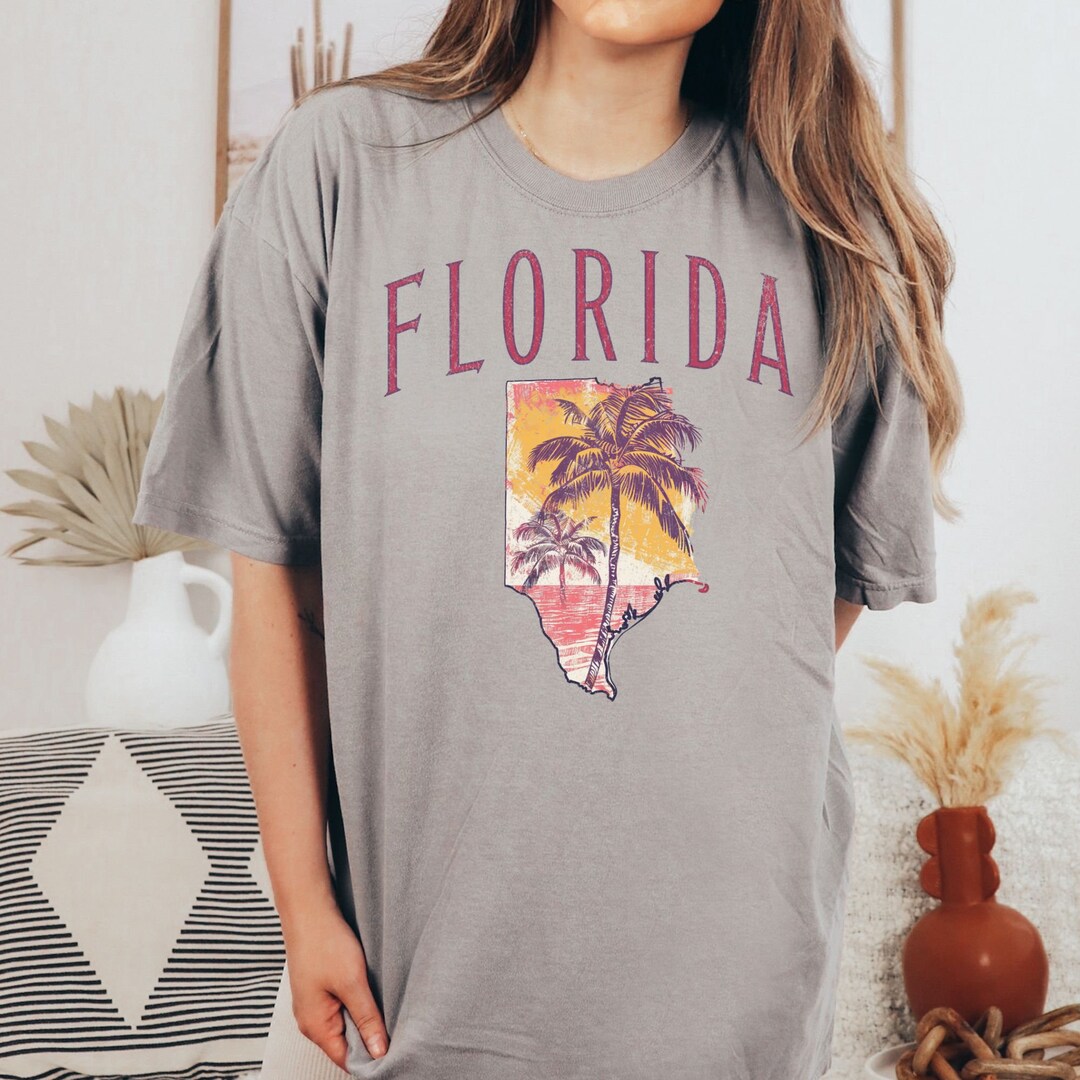 Florida Shirt Coconut Girl Beachy Tee Florida Map Beach Coverup Summer ...