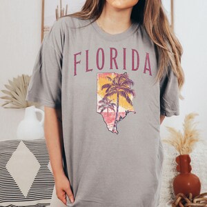 Florida Shirt Coconut Girl Beachy Tee Florida Map Beach Coverup Summer ...