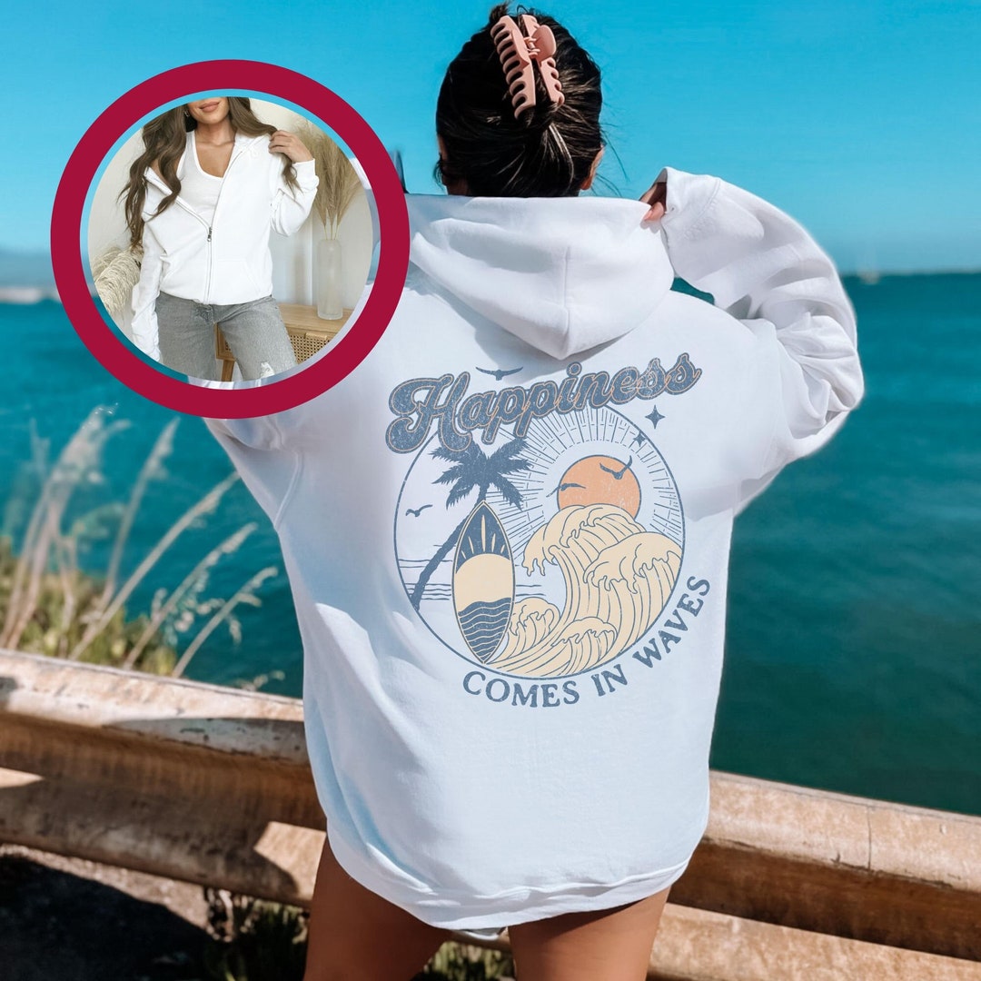 Beach Zip up Hoodie Jacket, Surf Hoodie Y2k Zip Hoodie, Zip Hoodie ...