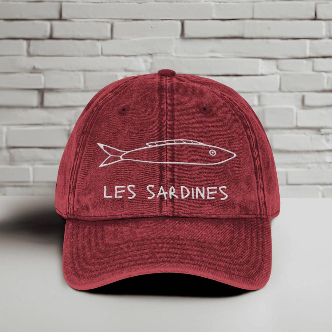 Sardines Hat Embroidered Fish Hat Tinned Fish Canned Sardine Cap ...